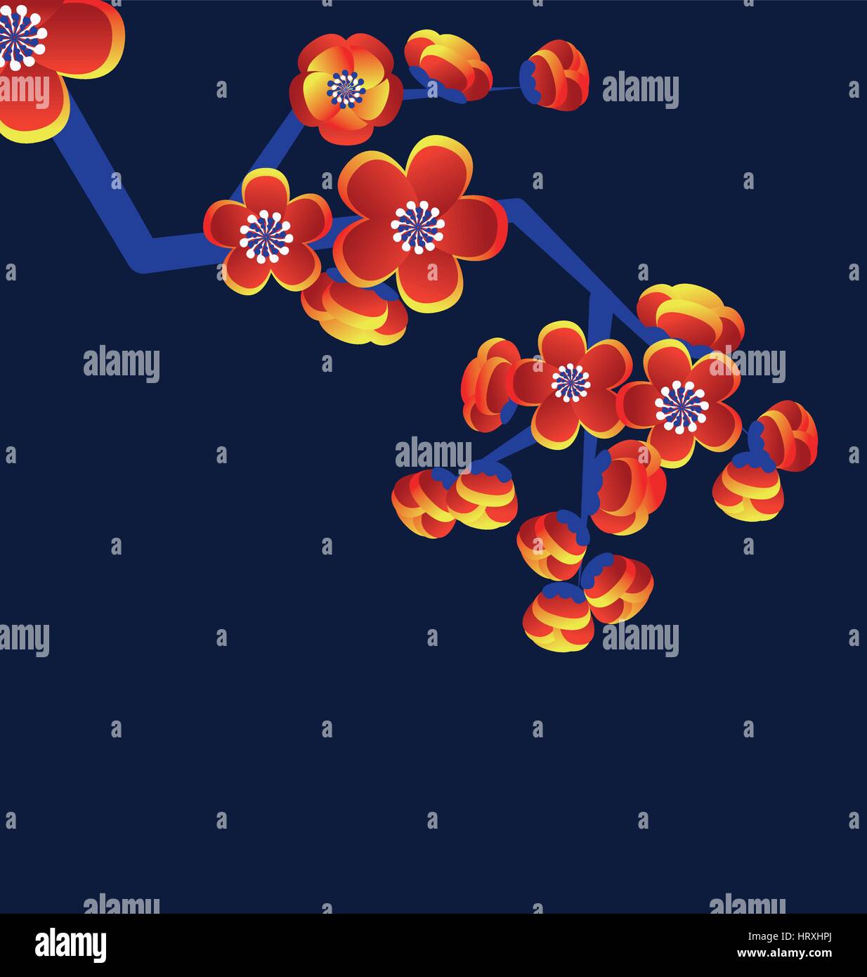 Blooming branch on sky background Stock Vector Images - Alamy