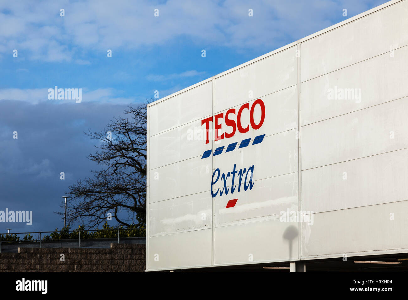 Bright tesco sign hi-res stock photography and images - Alamy