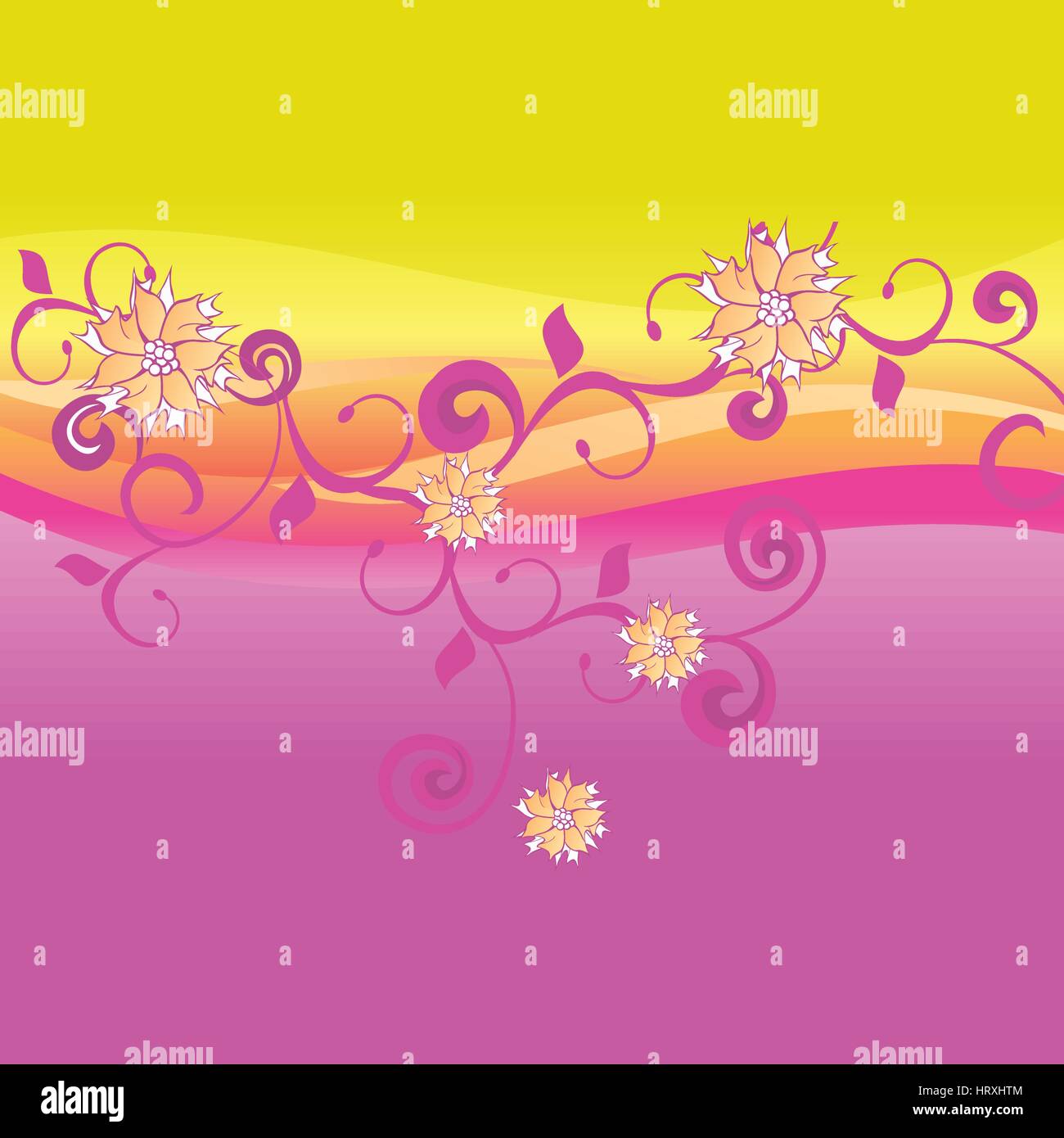 pink and yellow vector background with flowers Stock Vector Image & Art ...