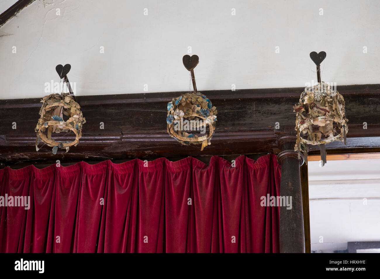 Maiden's garlands on display at Holy Trinity Church in Minsterley ...