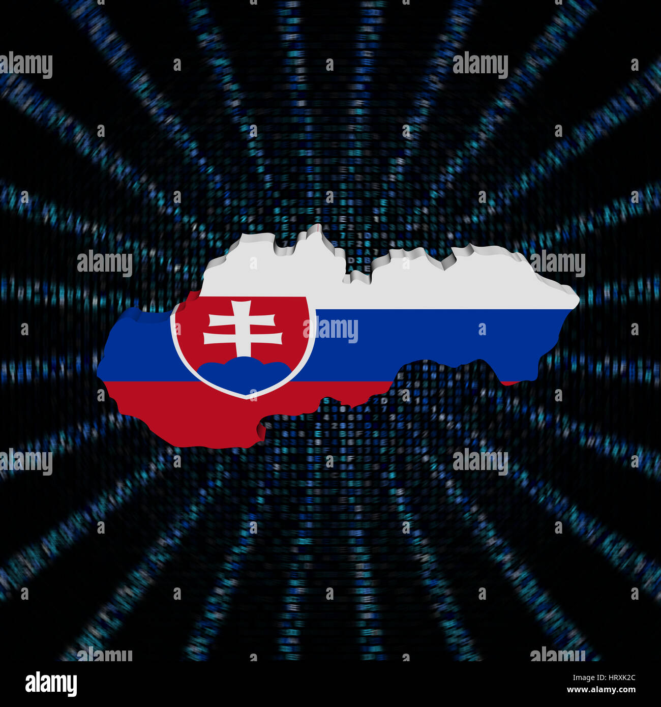 Slovakia map flag on blue hex code burst illustration Stock Photo - Alamy