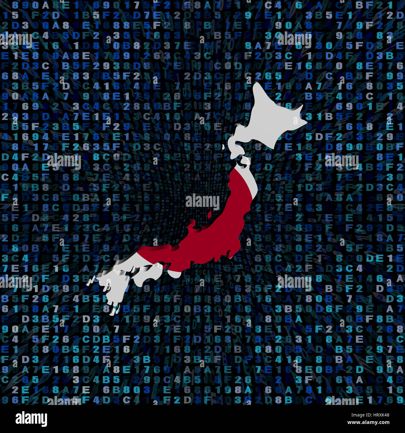 Japan map flag on hex code illustration Stock Photo - Alamy