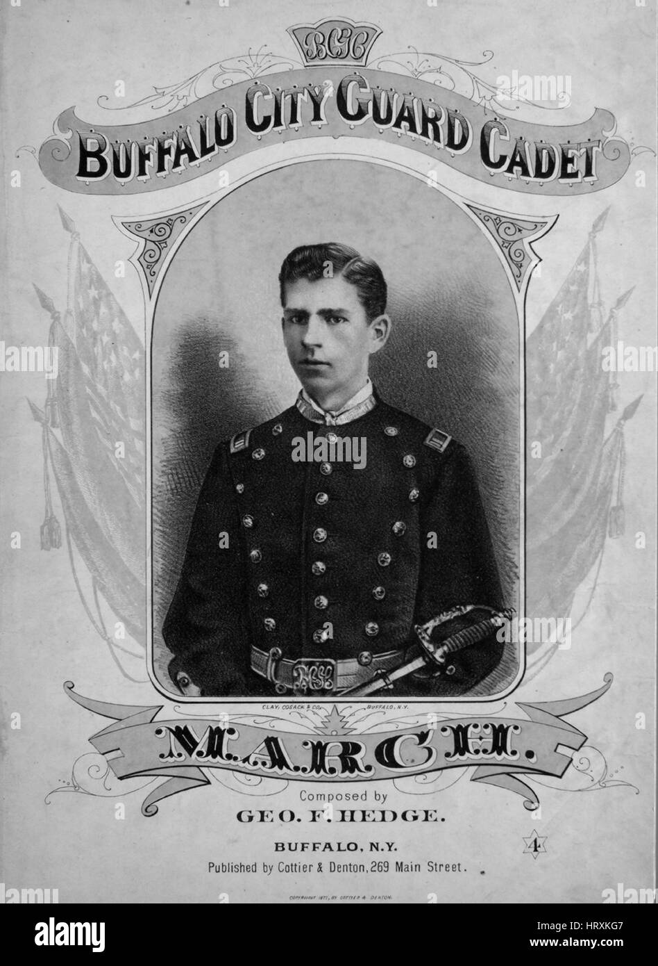 Sheet music cover image of the song 'Buffalo City Guard Cadet', with ...
