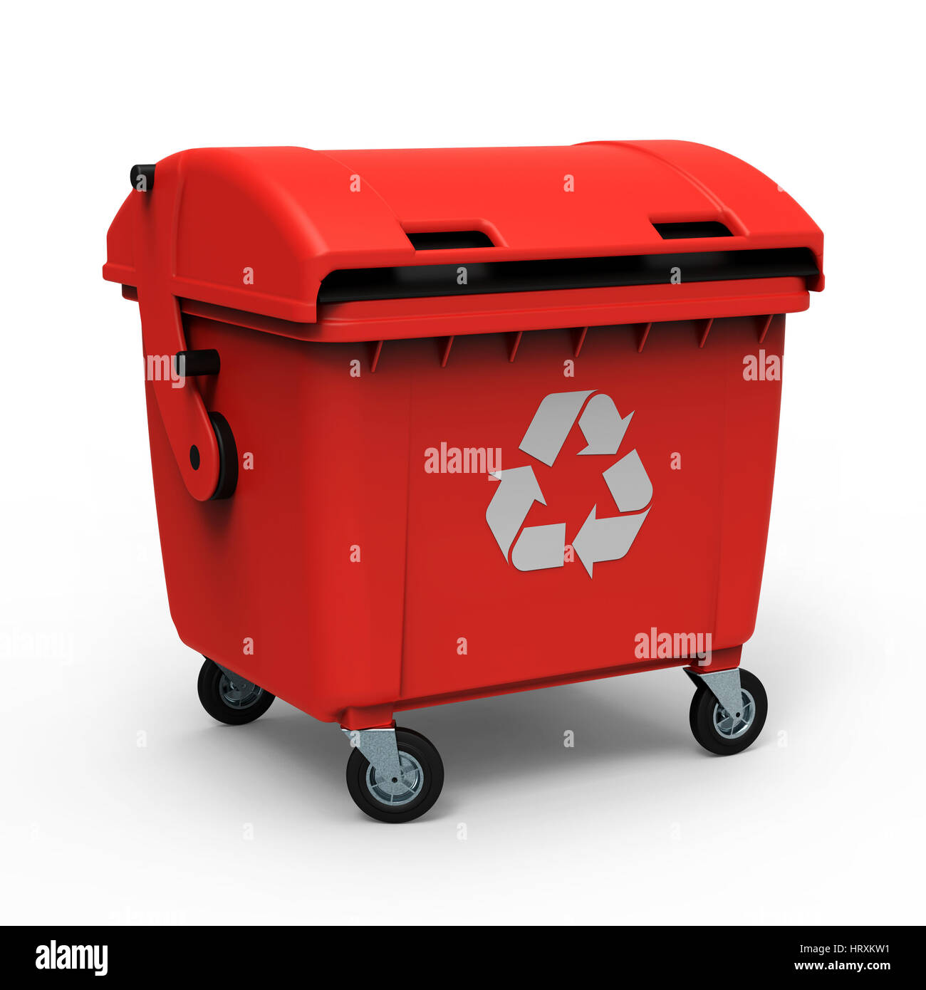 Red garbage container isolated on white background 3D rendering Stock ...