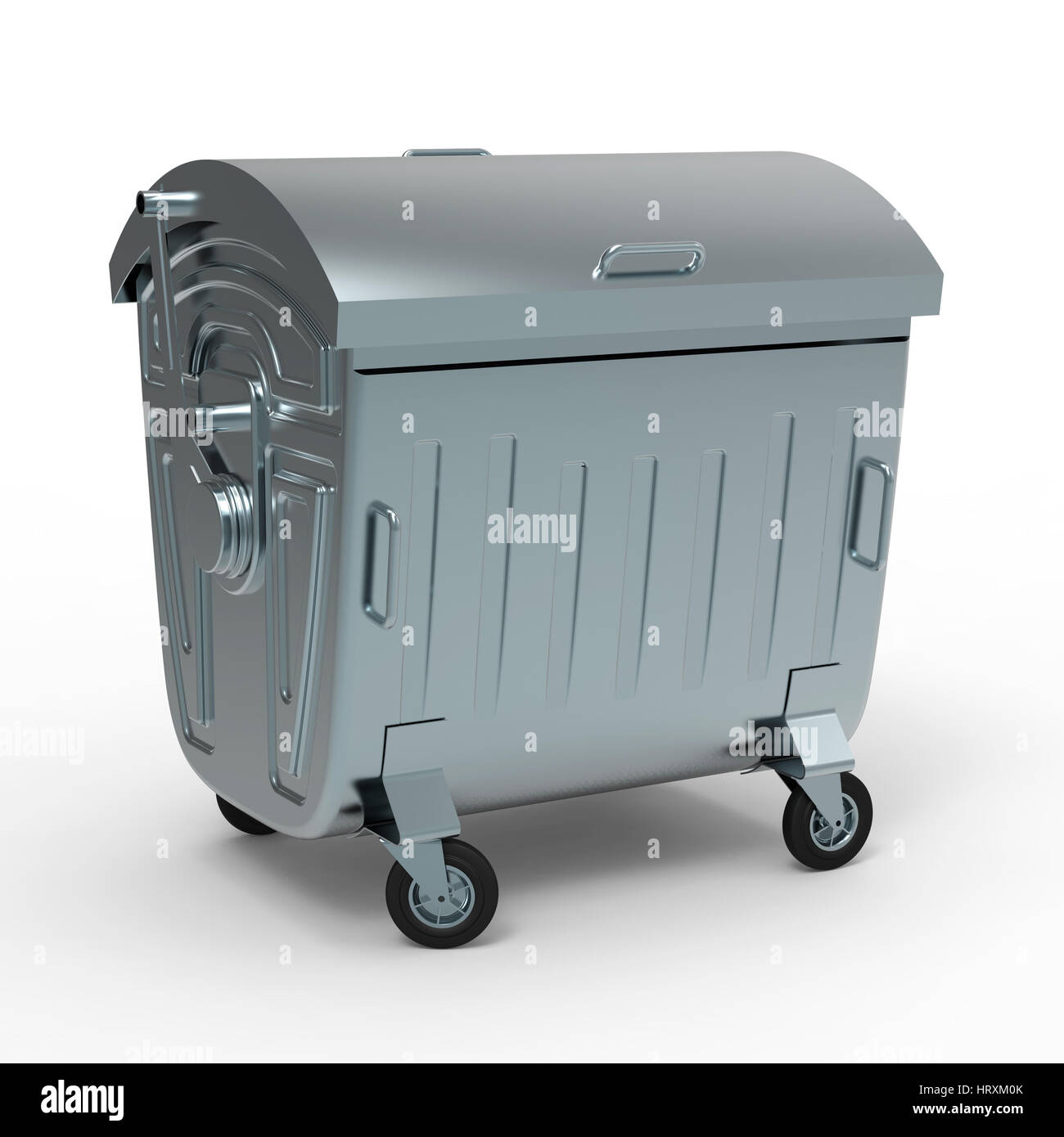 Metal garbage container closed isolated on white background 3D ...