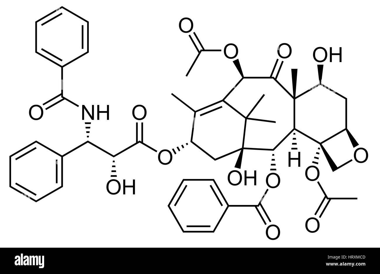 Taxol chemotherapy drug. Skeletal formula of the chemotherapy drug ...