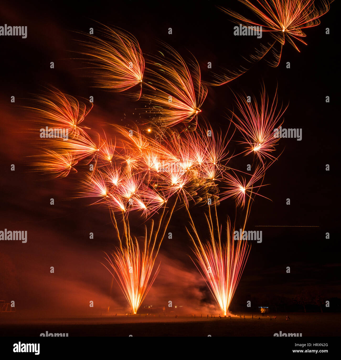 Fireworks explode in the night sky Stock Photo - Alamy