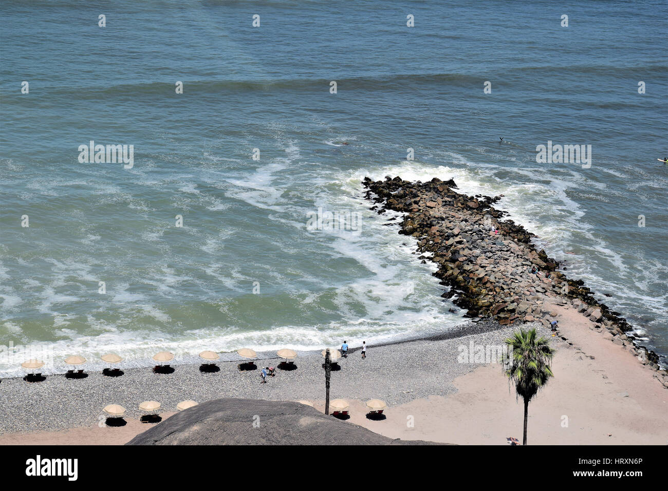 Coastline in Barranco a district in the south of Lima, Peru Stock Photo ...