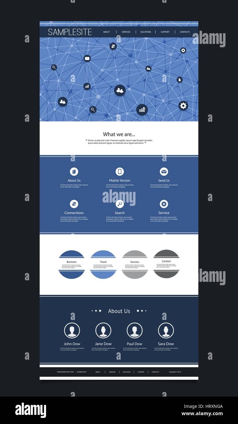 Website Template Design With Header Design - Network Concept Background ...