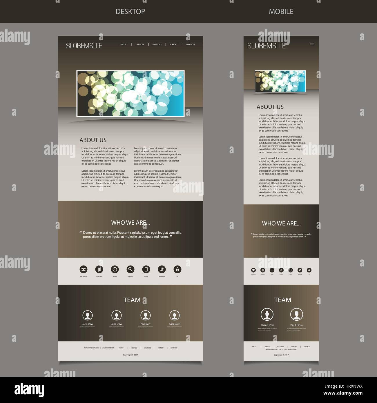 Responsive One Page Website Template with Blurred Background - Bubbly, Patterned Header Design ...