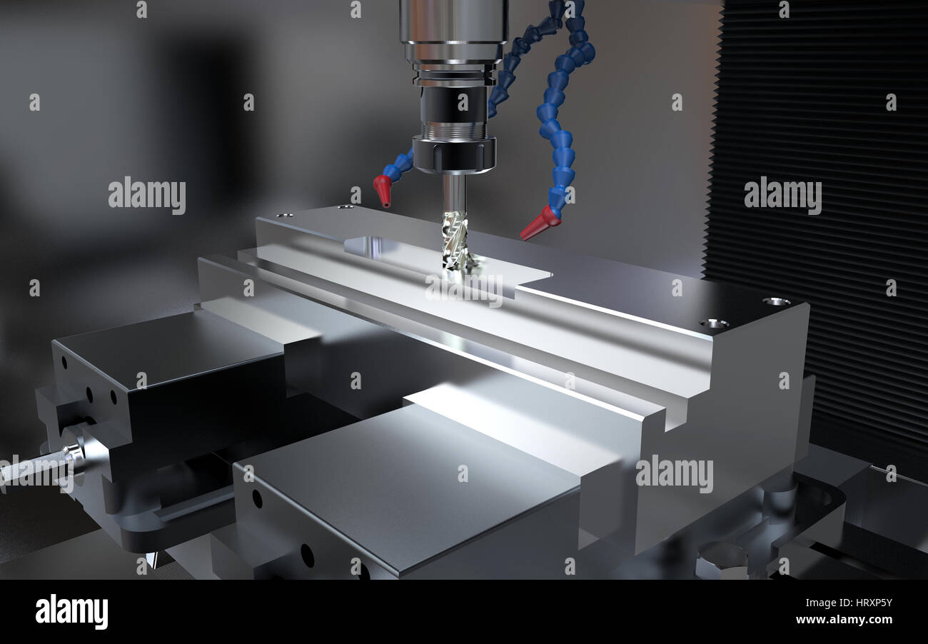 Metalworking CNC milling machine. Cutting metal Stock Photo - Alamy