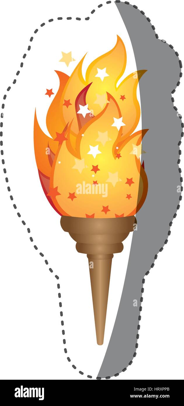 sticker olympic torch with yellow flame Stock Vector Image & Art - Alamy