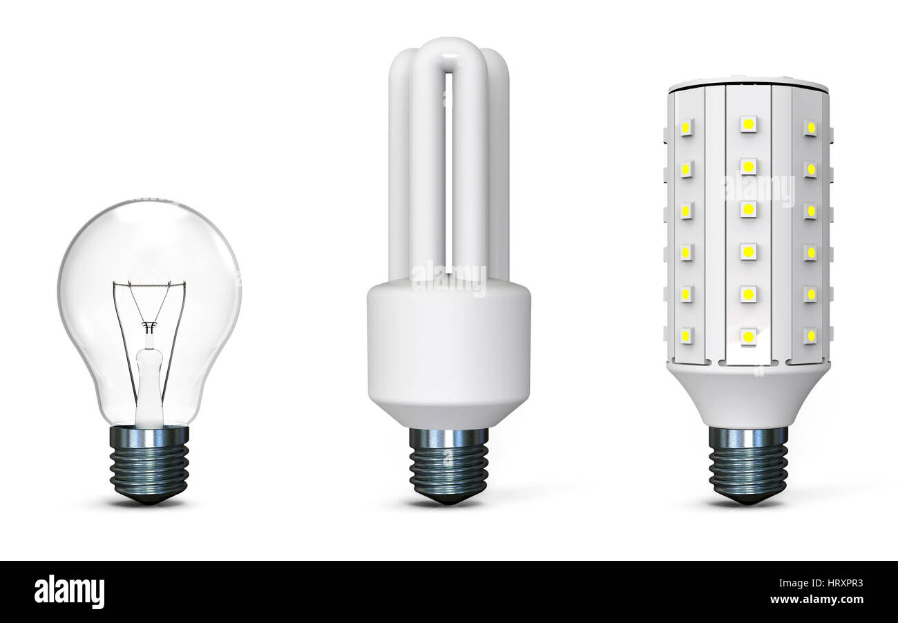 Different light bulbs on white background 3D rendering Stock Photo - Alamy