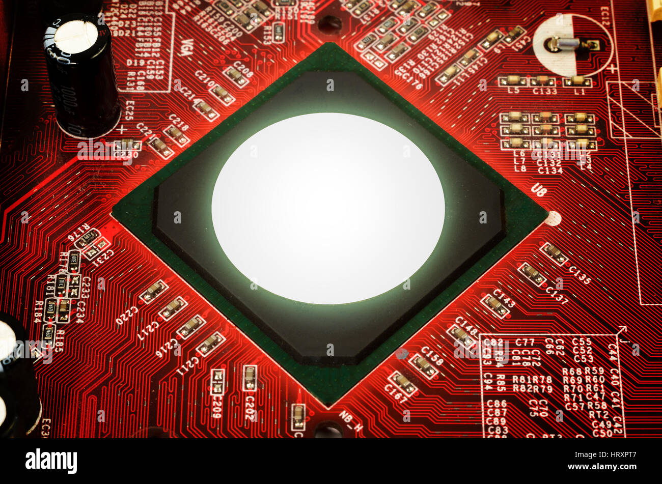 Electronic circuit plate background red Stock Photo - Alamy