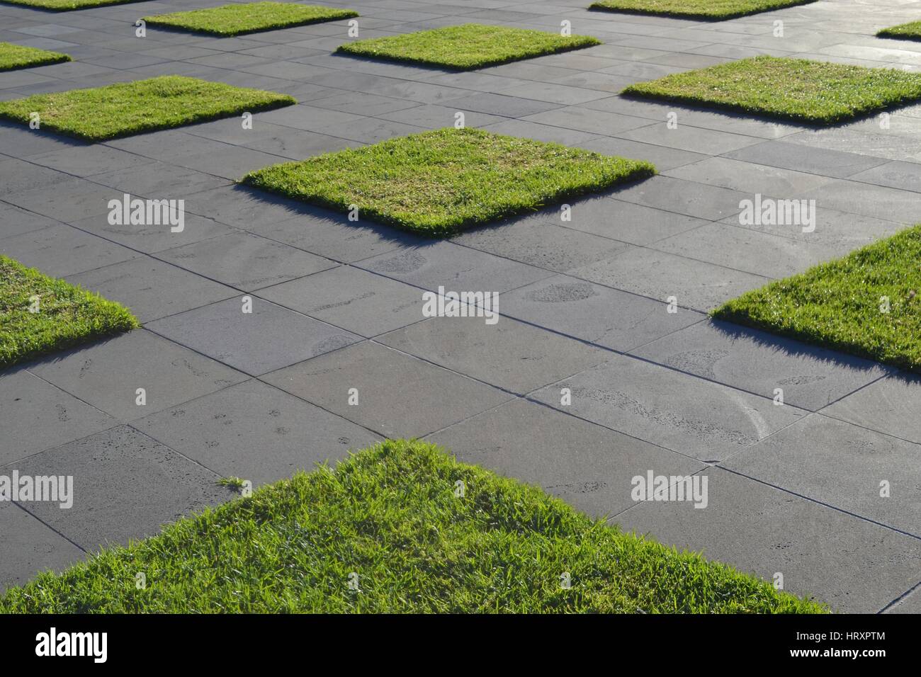Marble stairs and grass and blue stone paving pattern Stock Photo - Alamy