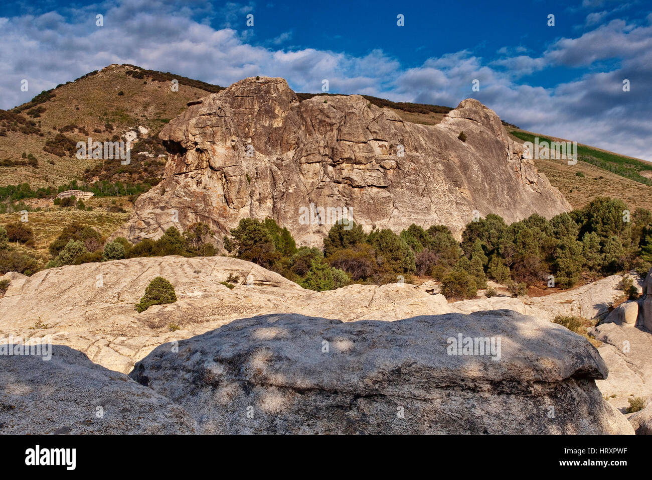 Bath Rock, a climbers favorite, at City of Rocks National Preserve ...