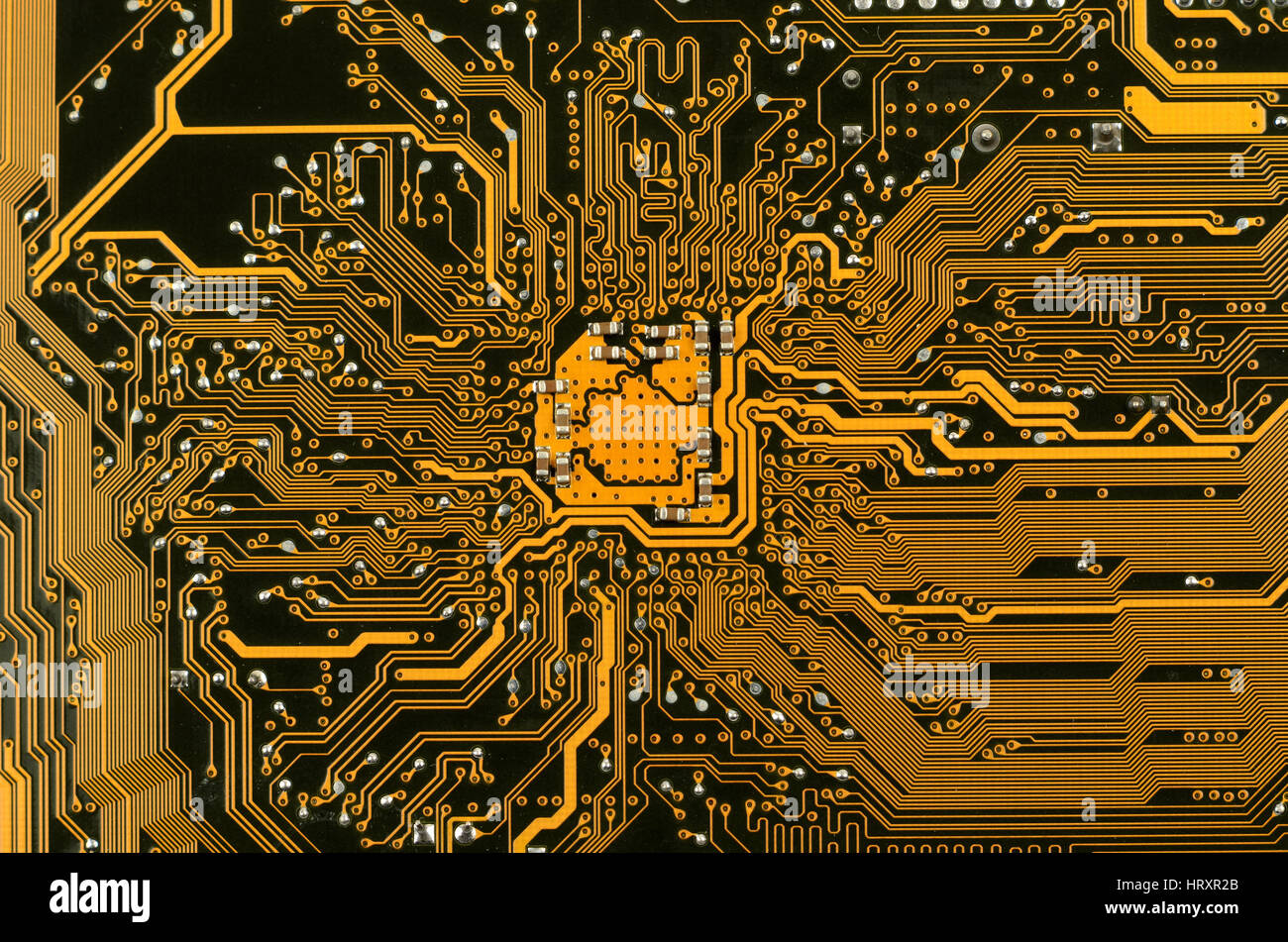 Electronic circuit plate background golden Stock Photo - Alamy
