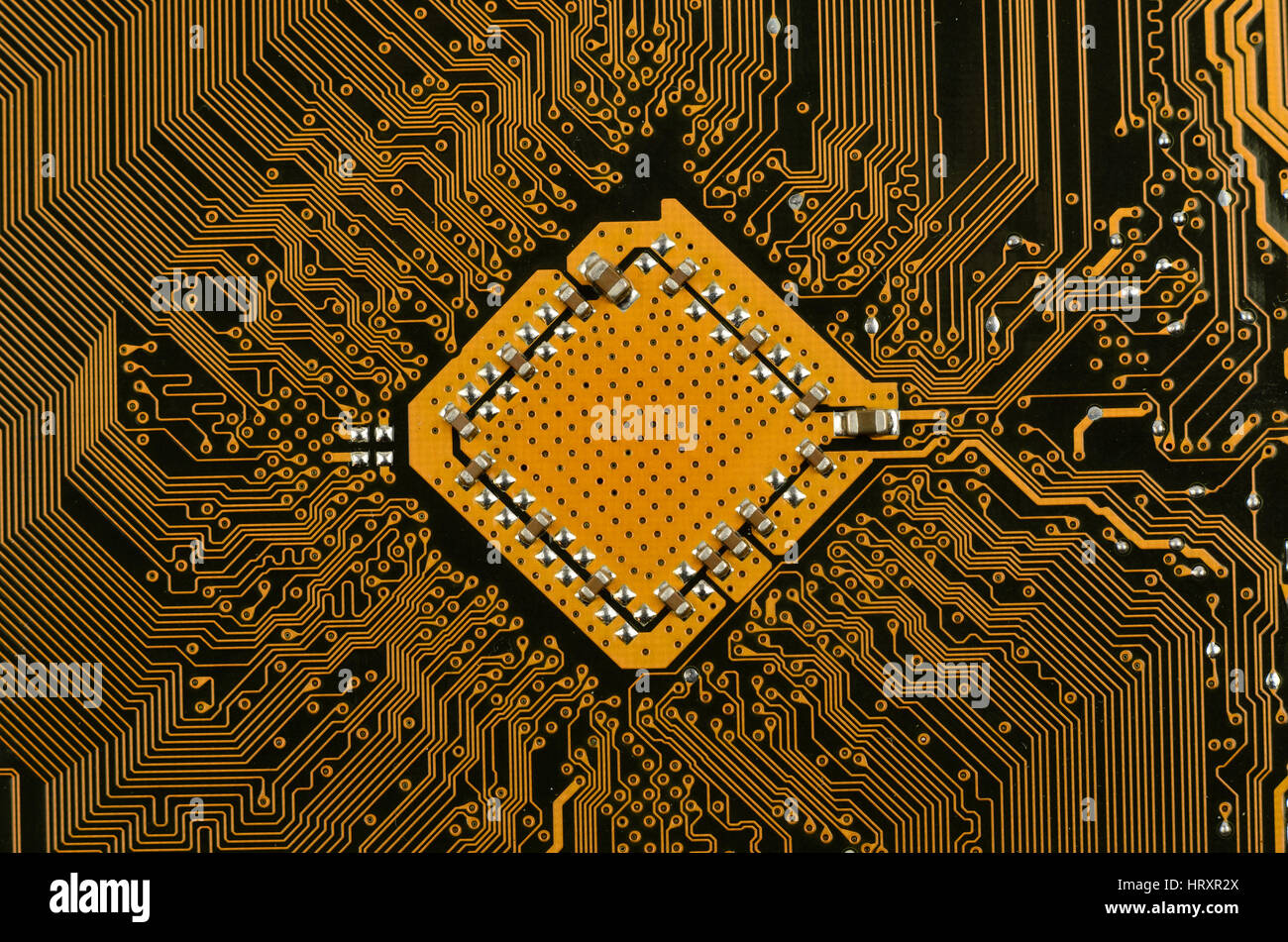 Electronic circuit plate background golden Stock Photo - Alamy