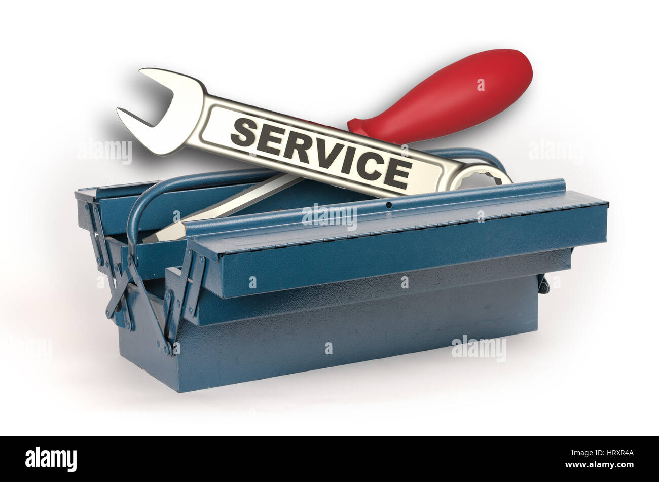 Toolbox open with service wrench isolated on white background Stock ...