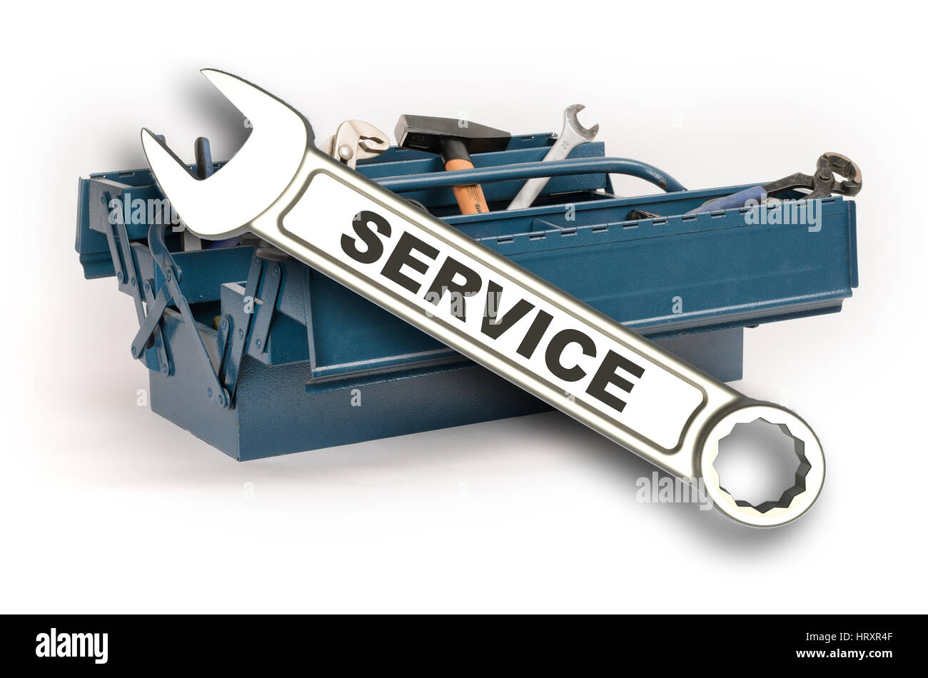 Toolbox open with service wrench isolated on white background Stock ...