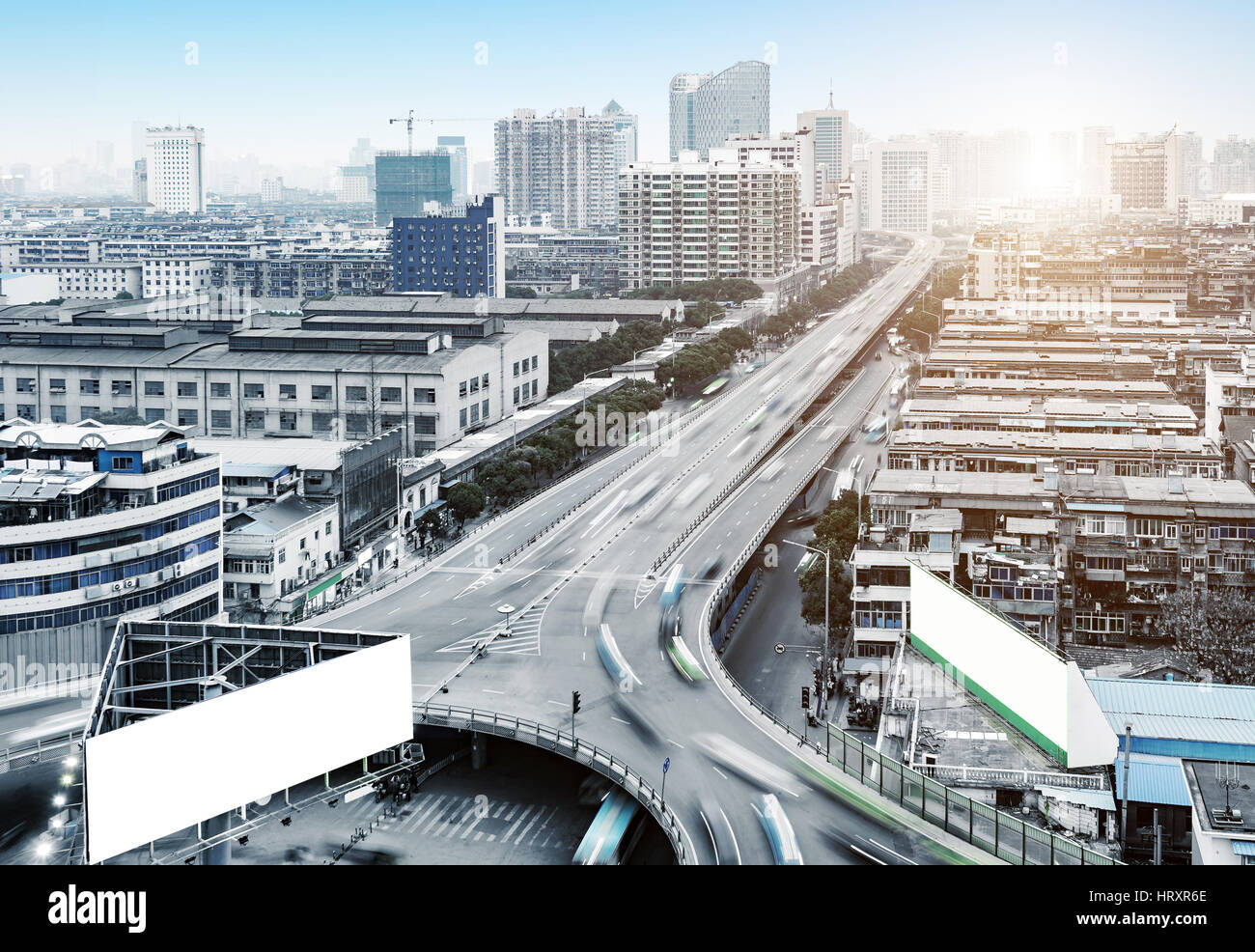 Aerial view of the city viaduct interchange Stock Photo - Alamy