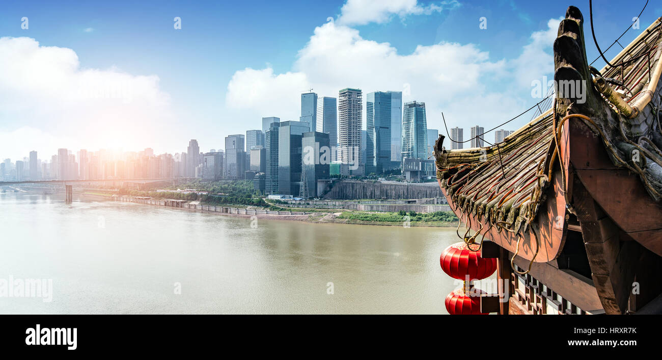 Chongqing, China downtown city skyline over the Yangtze River Stock ...