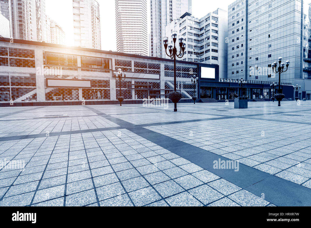 Morning, empty pedestrian street. China 's Chongqing Jiefangbei Stock ...