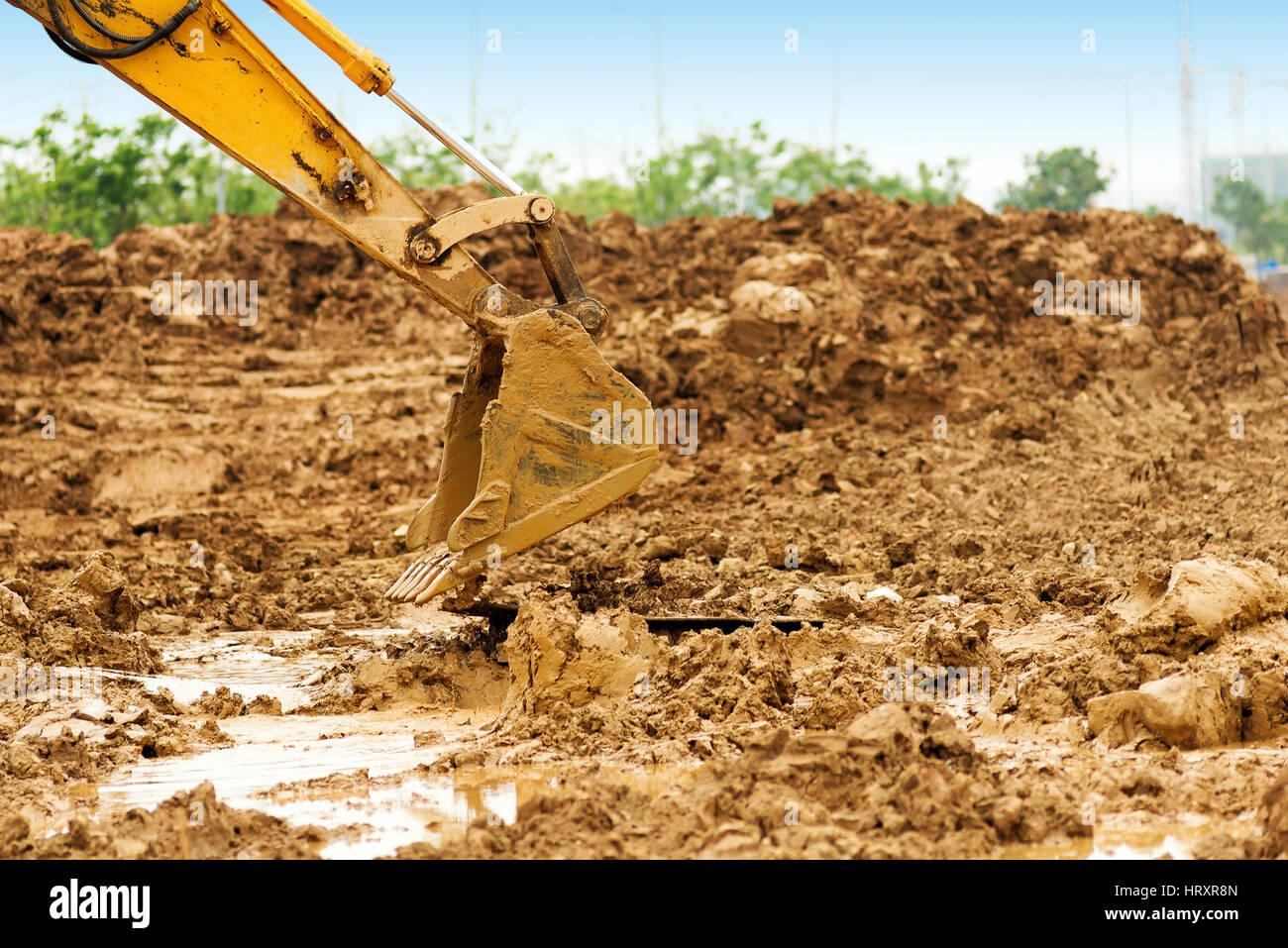 Close-up of a construction site excavator Stock Photo - Alamy