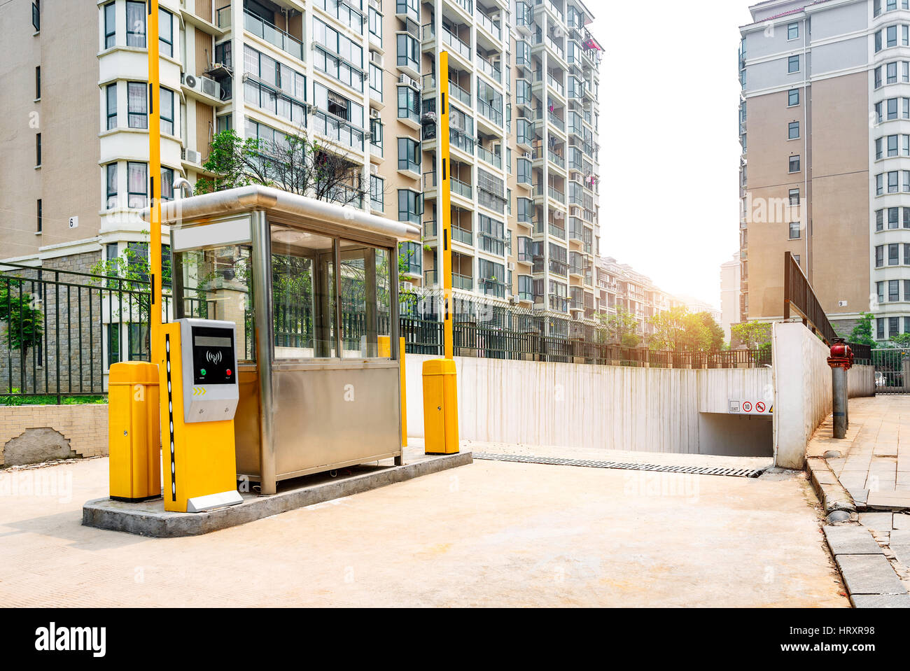 Residential area underground parking, the entrance of the booth Stock ...