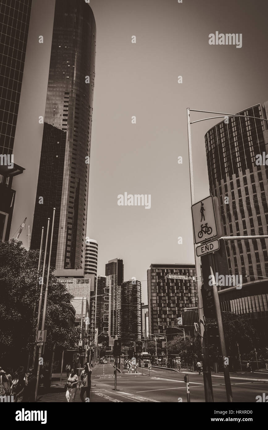 Melbourne City street view Stock Photo - Alamy