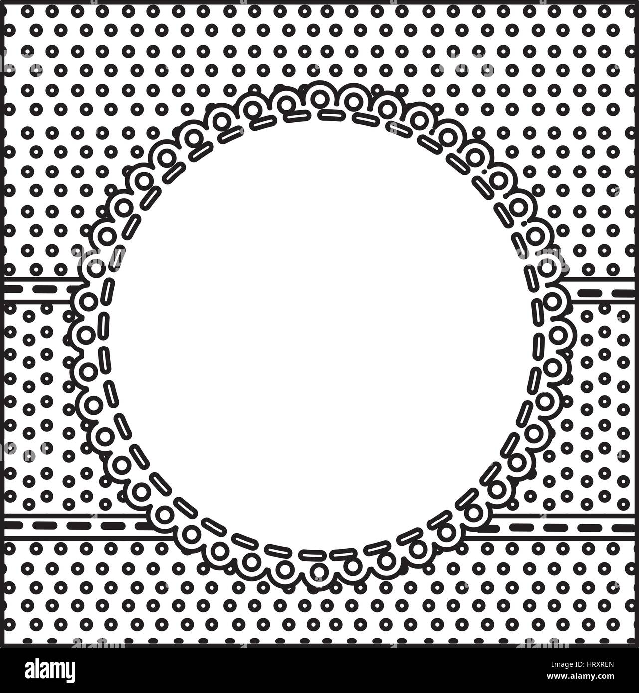 sketch silhouette decorative frame with pattern dotted design Stock ...
