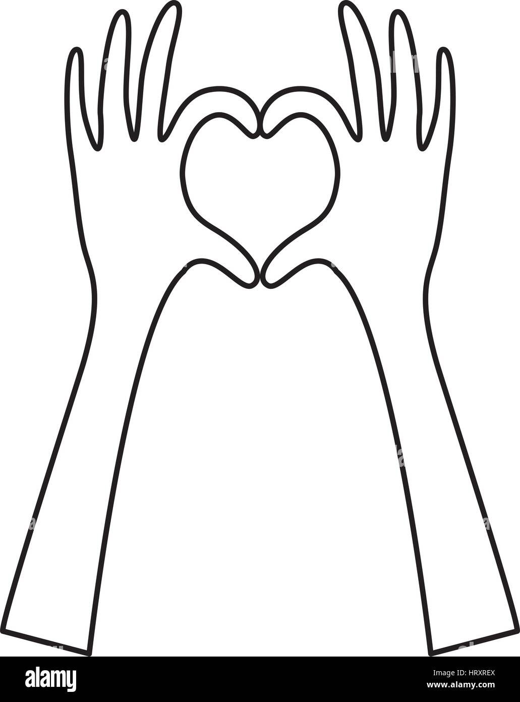 Heart finger gesture flat Black and White Stock Photos & Images - Alamy