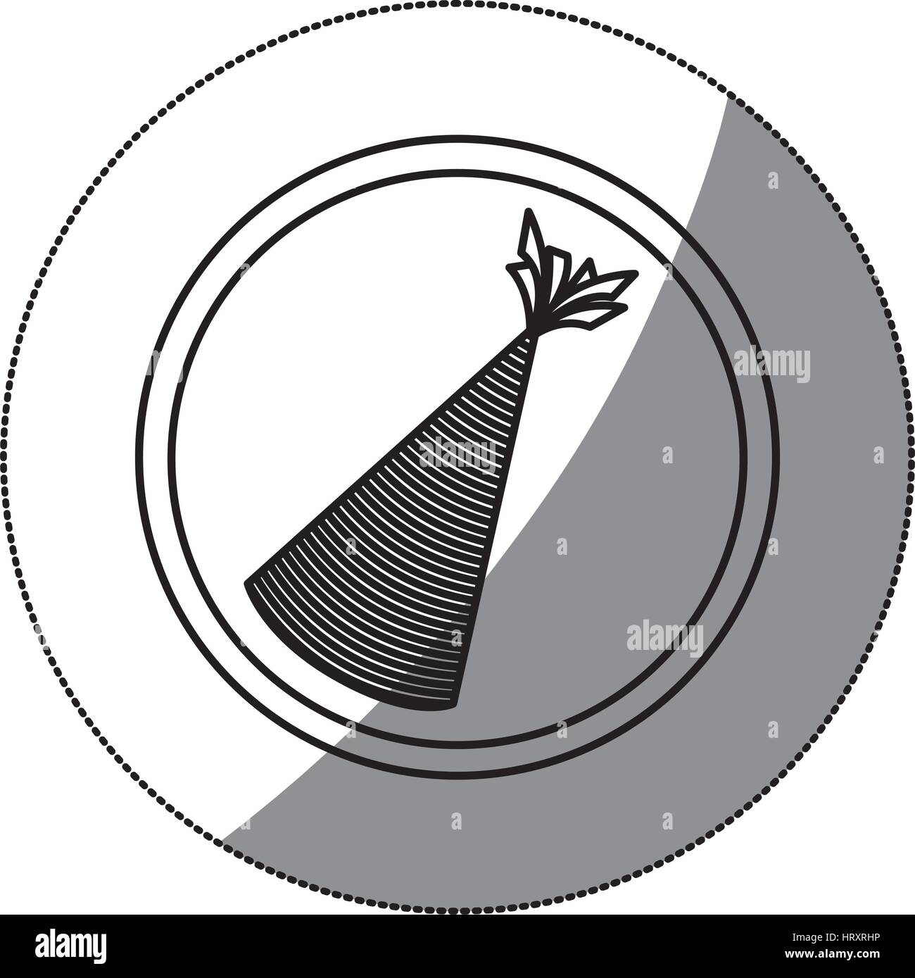 sticker silhouette circular frame with hat party icon Stock Vector ...