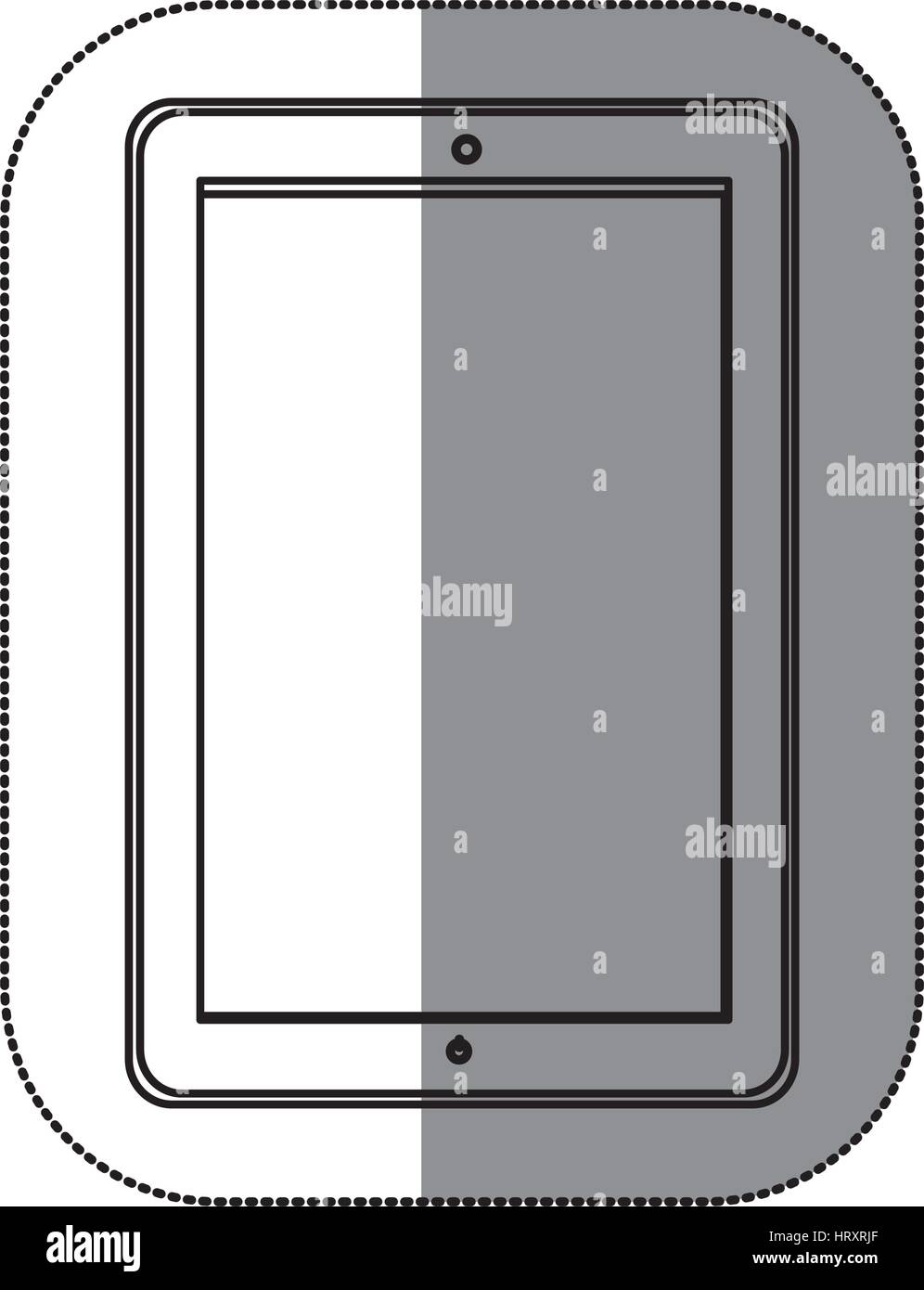 sticker silhouette tech tablet with camera icon Stock Vector Image ...