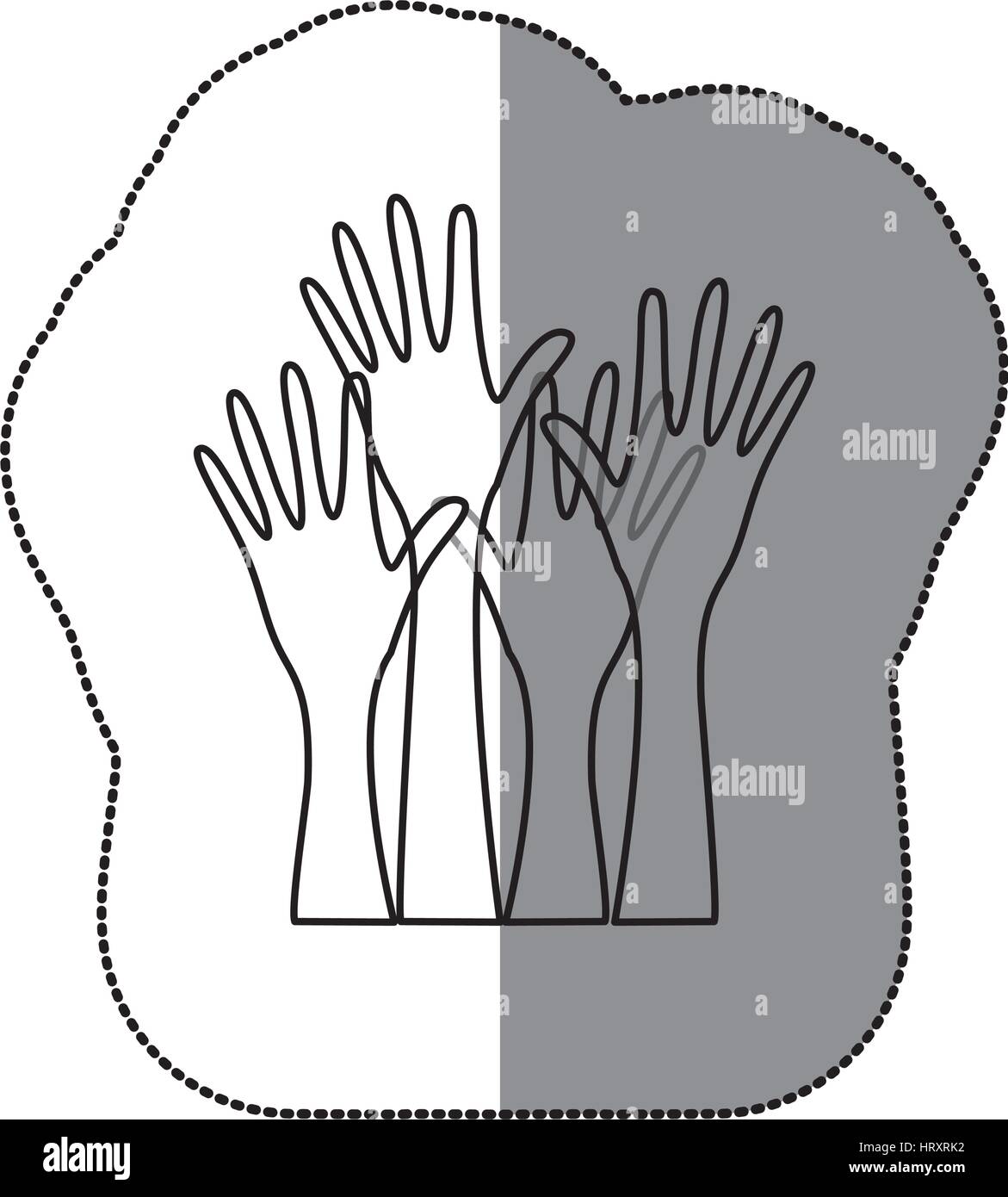 sticker sketch silhouette set hands raised icon Stock Vector Image ...