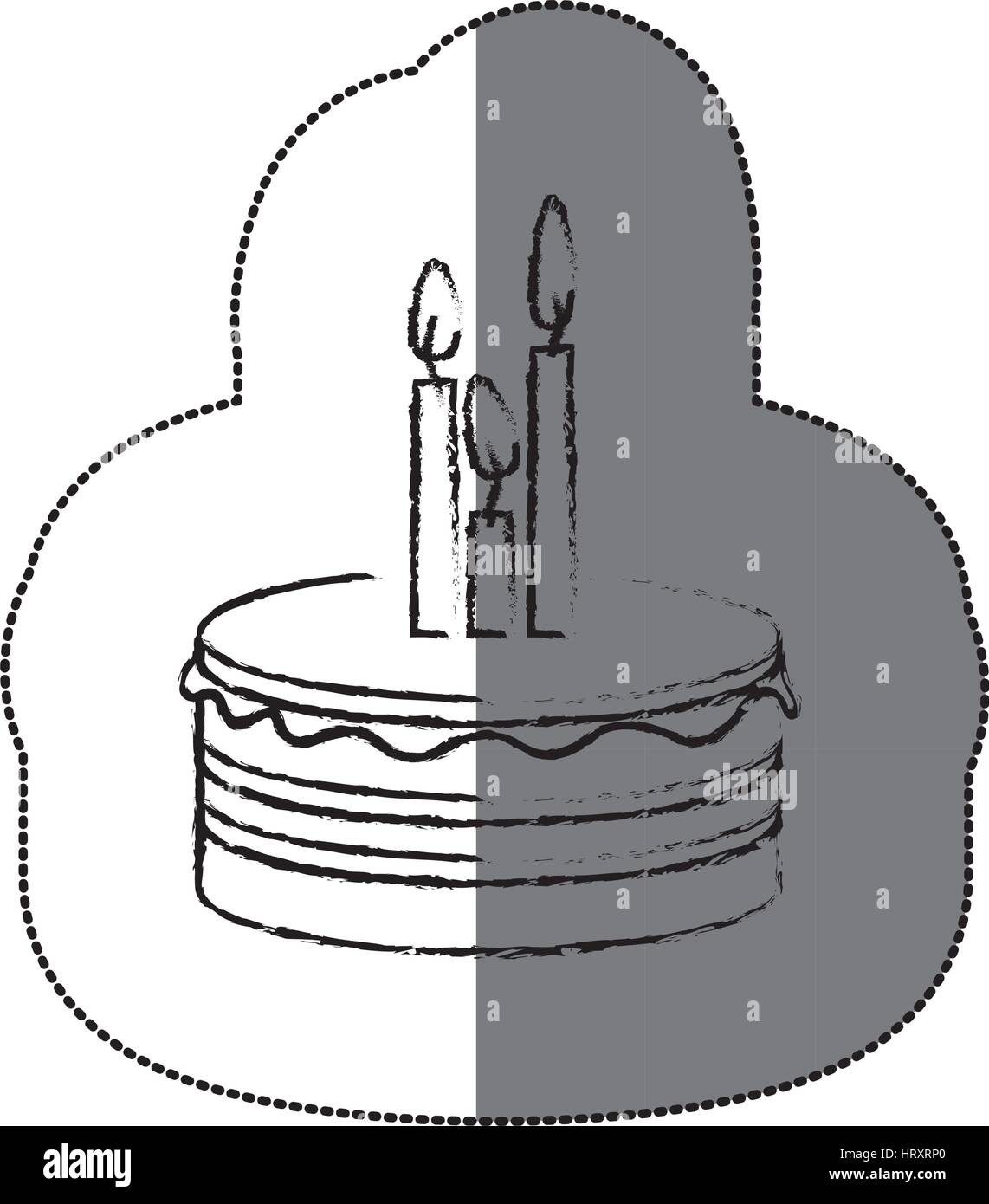 sticker blurred silhouette birthday cake with candles Stock Vector ...
