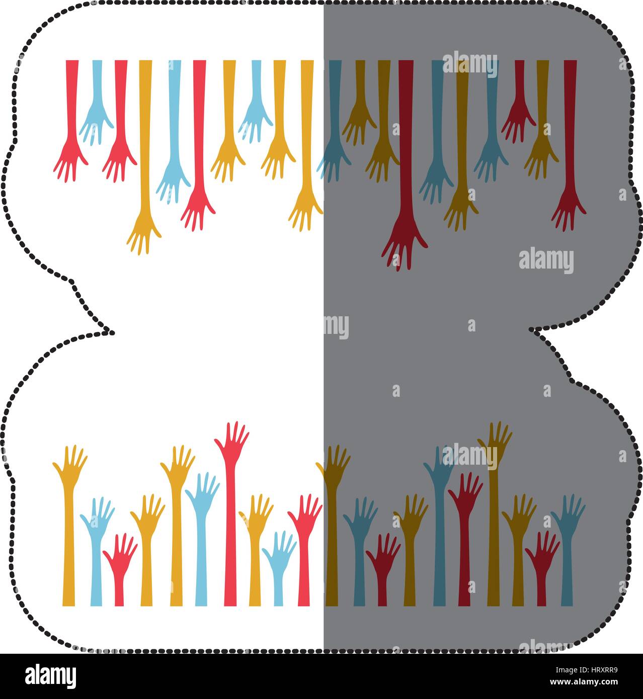 sticker border colorful set hands up and opened icon Stock Vector Image ...