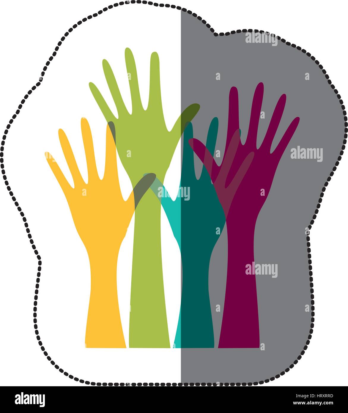 sticker colorful set hands raised icon Stock Vector Image & Art - Alamy