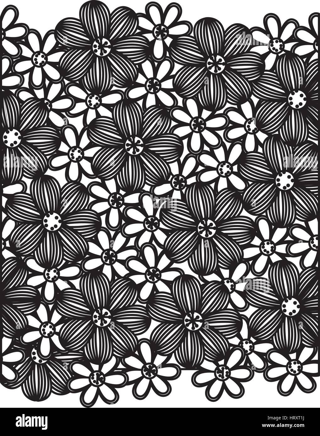 monochrome pattern with contour flowers set Stock Vector Image & Art ...