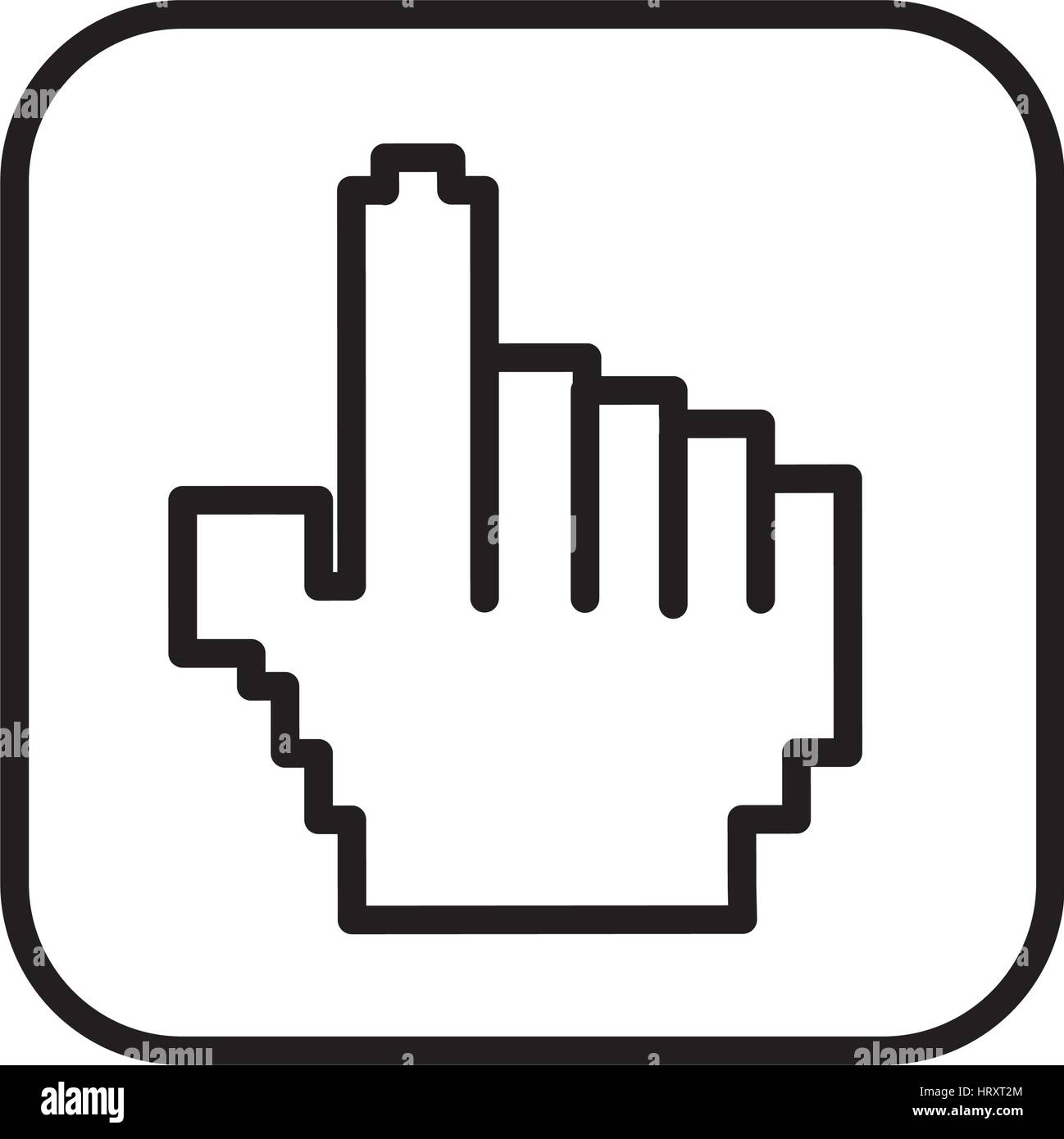 Monochrome Contour Square With Hand Cursor Icon Stock Vector Image And Art Alamy
