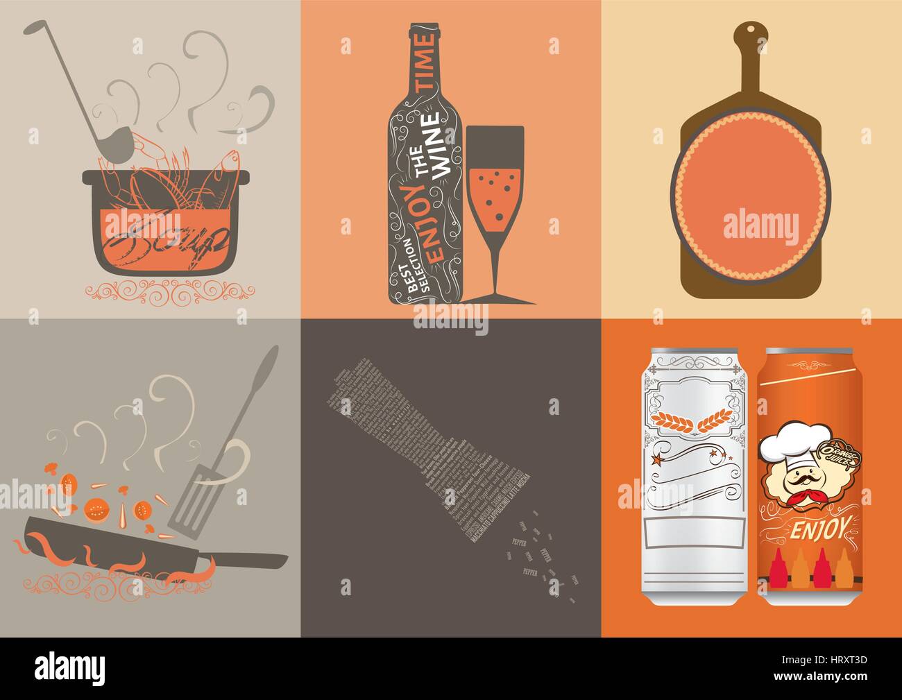Orange browm color tone design Cooking vector Stock Vector Image & Art ...
