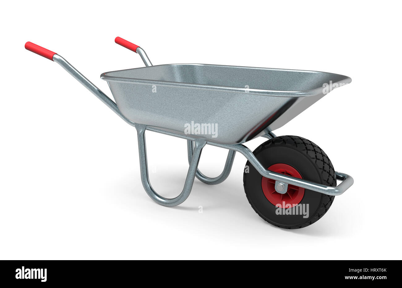 Wheelbarrow empty, isolated on white background 3D rendering Stock ...
