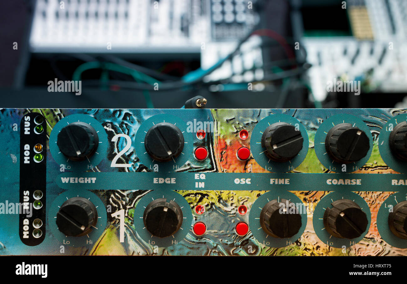 Toned image of a modern electronic synthesizer or effect processor ...