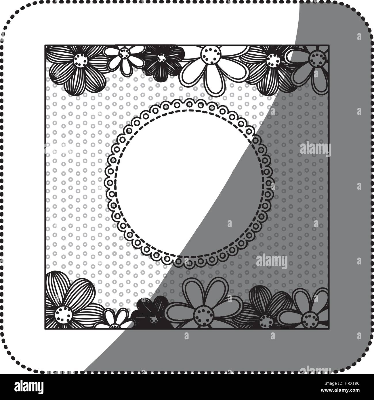 sticker monochrome pattern dotted with flowers background Stock Vector ...
