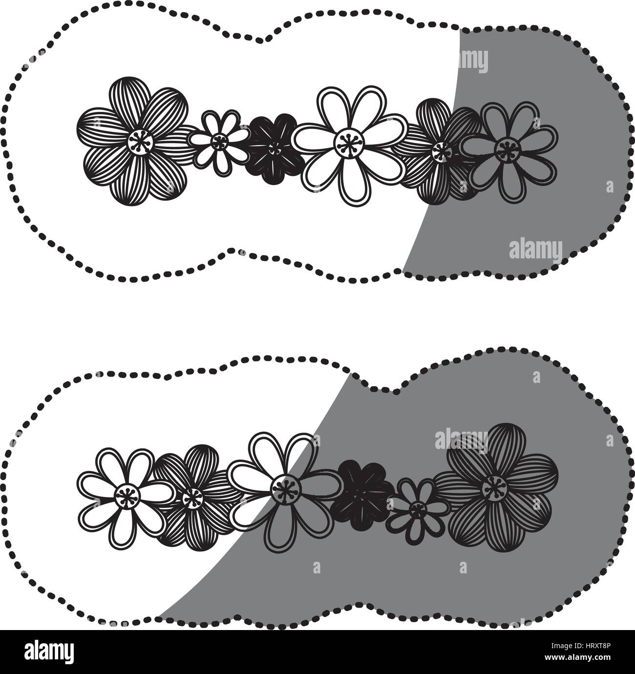 sticker monochrome minimalistic background with flowers in row both ...