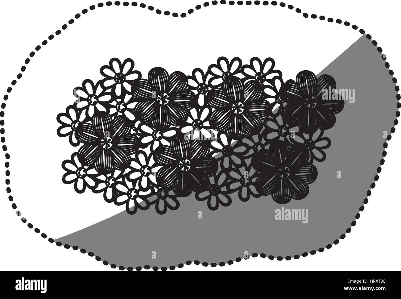 sticker monochrome background with floral design Stock Vector Image ...
