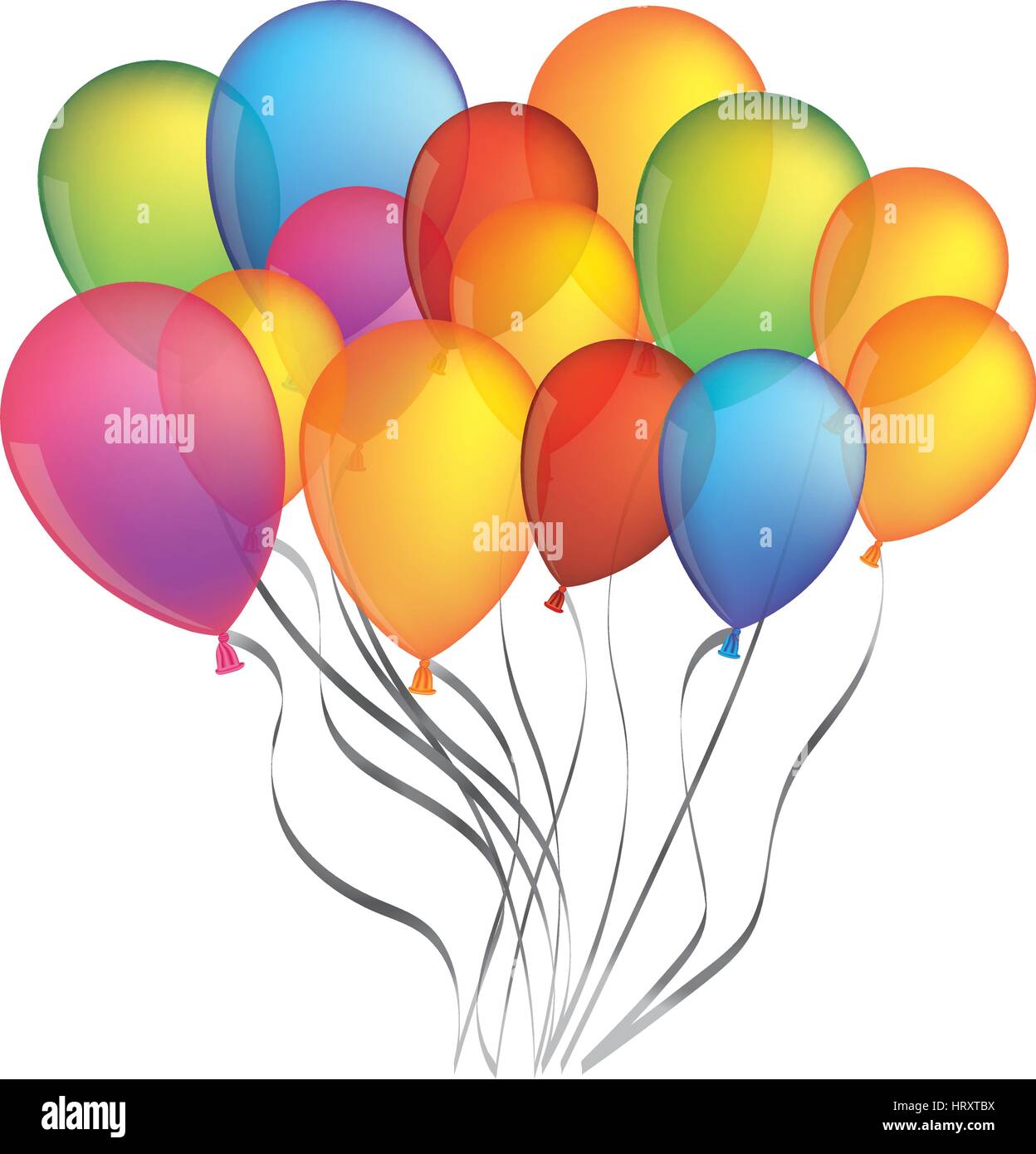 colorful bunch birthday balloons decorative design Stock Vector Image ...
