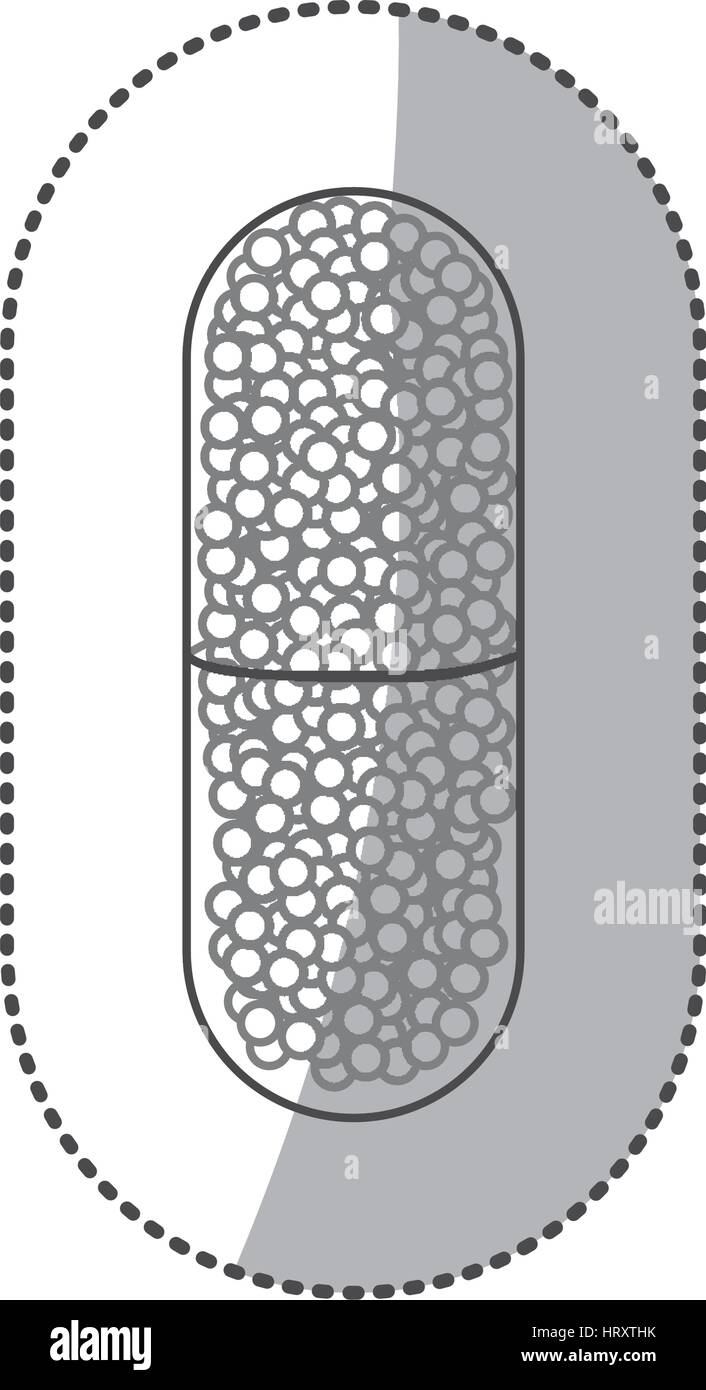 sticker monochrome silhouette pill medical in capsule shape with ...