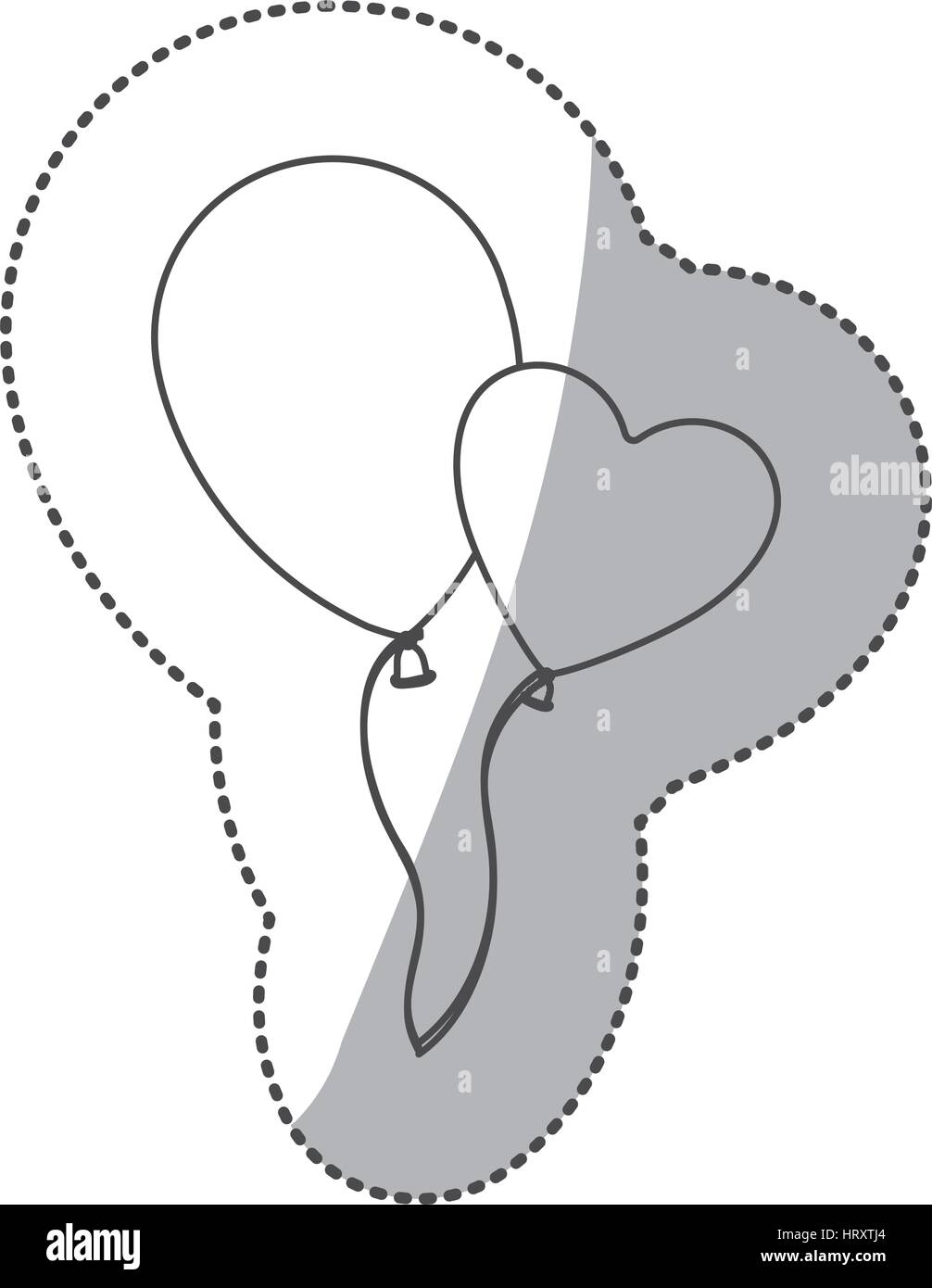 sticker shading couple balloons Flying romantic celebration Stock ...