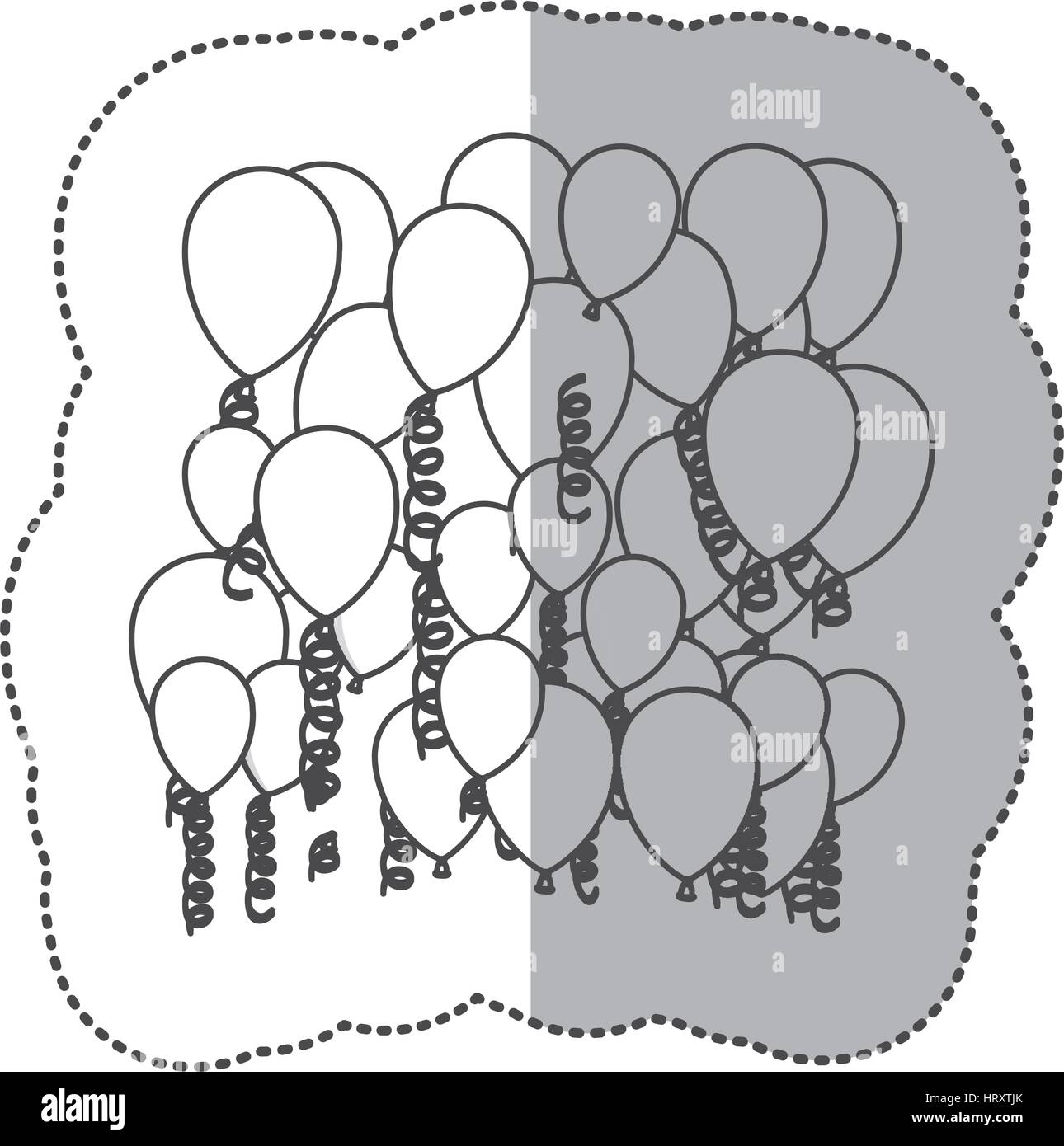 sticker shading silhouette flying balloons and serpentine Stock Vector ...
